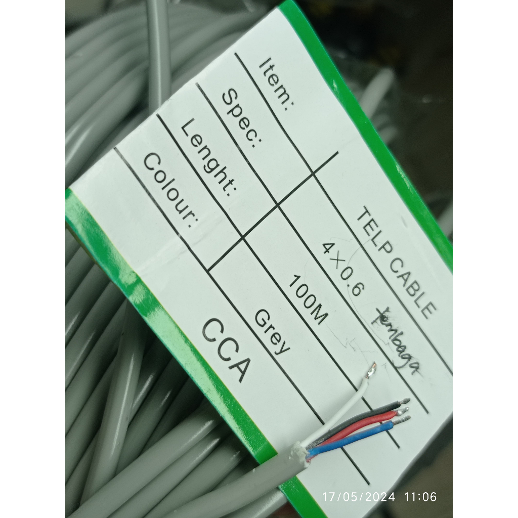 Jual kabel telepon isi 4 cable telephone wire Tembaga 0.60mm x 4 warna ...