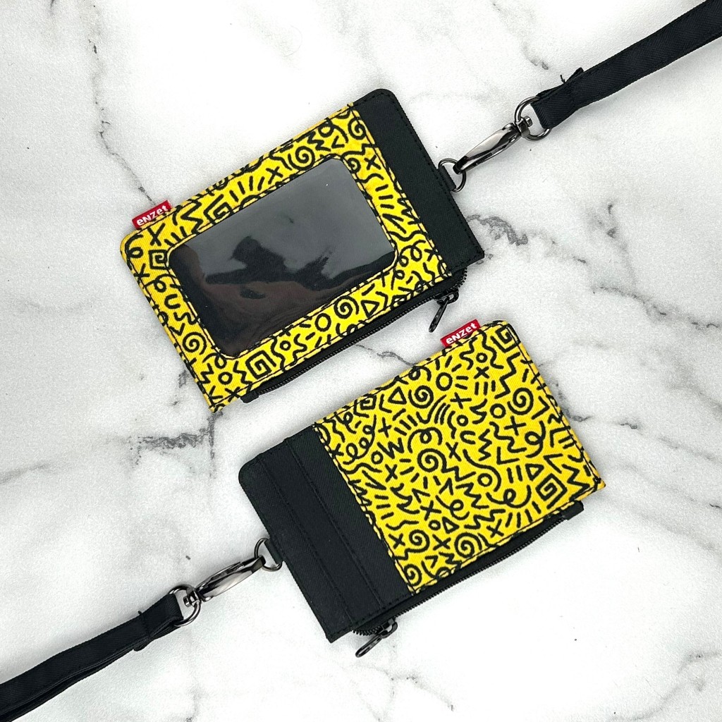 Jual ID card holder hanging wallet name tag kartu lanyard zipper motif ...