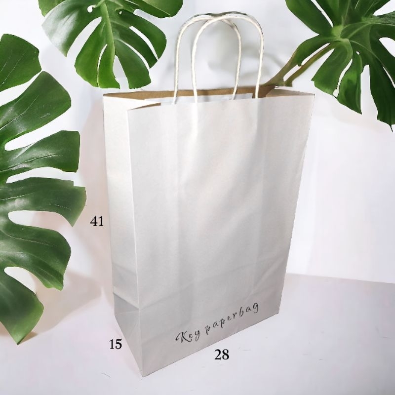 Jual Paper Bag Putih Uk XL 28x41 Tali Kertas Kaku | Shopee Indonesia