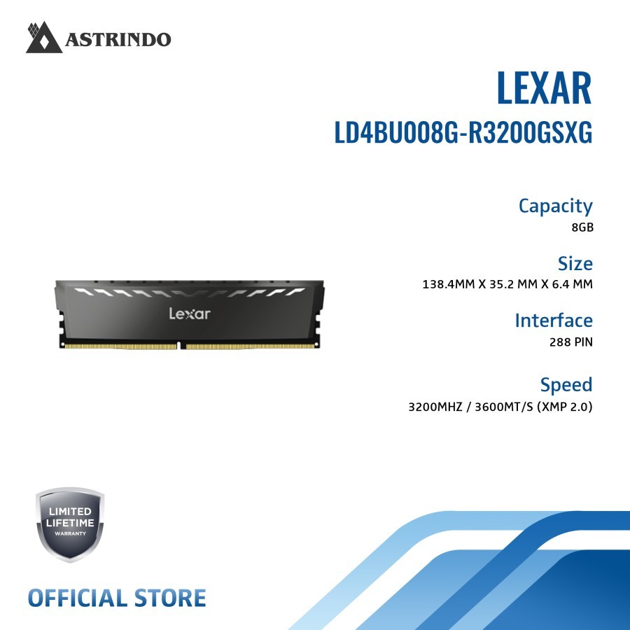 Jual Lexar Memory Thor DDR4 3200MHz RAM 8GB UDIMM Desktop Memory | Shopee Indonesia