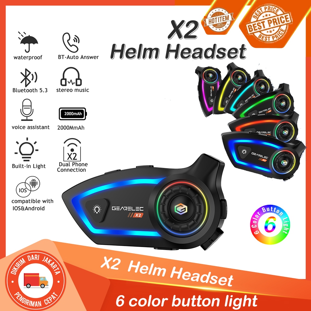 Jual GEARELEC X2 Bluetooth 5.3 Sepeda Motor Helm Headset DSP CVC Noise ...