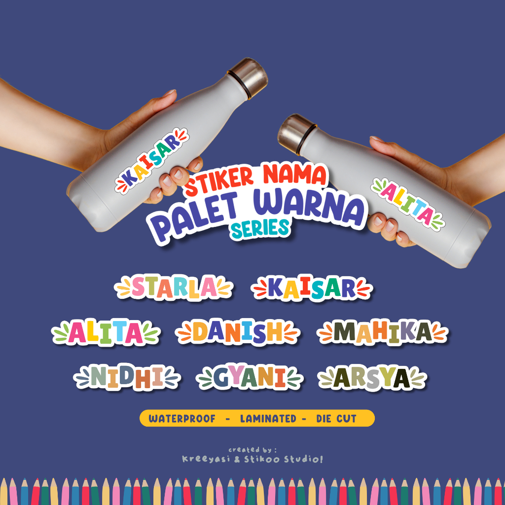 Jual [ palet | font-A ] Stiker Label Nama - Waterproof - Stiker Tumbler ...