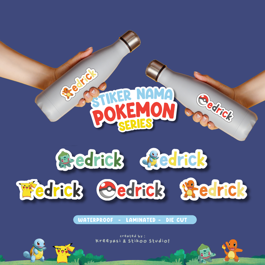 Jual POKEMON - Stiker Label Nama Custom - Waterproof - Stiker Tumbler ...