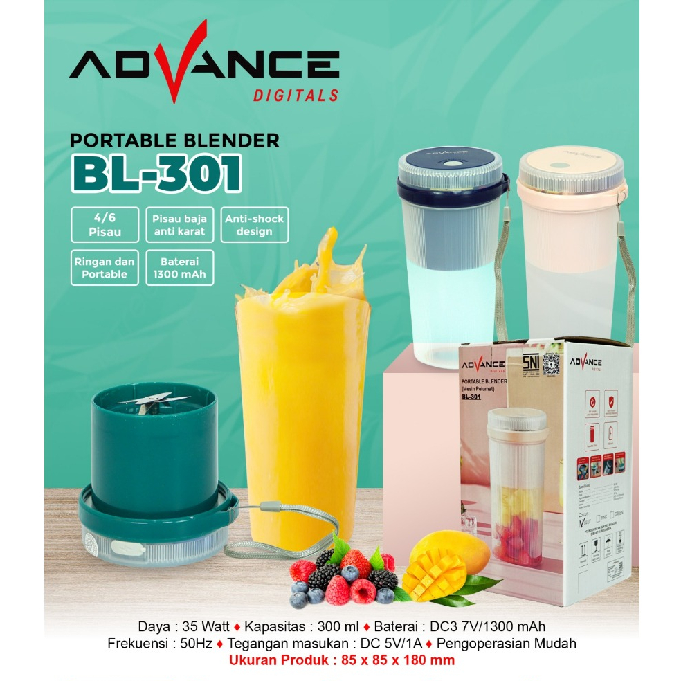 Jual Advance Blender Mini Portable BL-301 Juice Portable Gels 300ml Juicer Buah Instan | Shopee ...