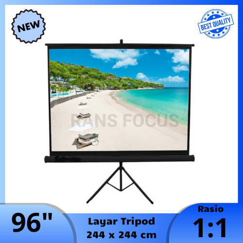 Jual Screen projector tripod 96 inch ( 244x244 cm ) | Layar proyektor pakai kaki | Shopee Indonesia