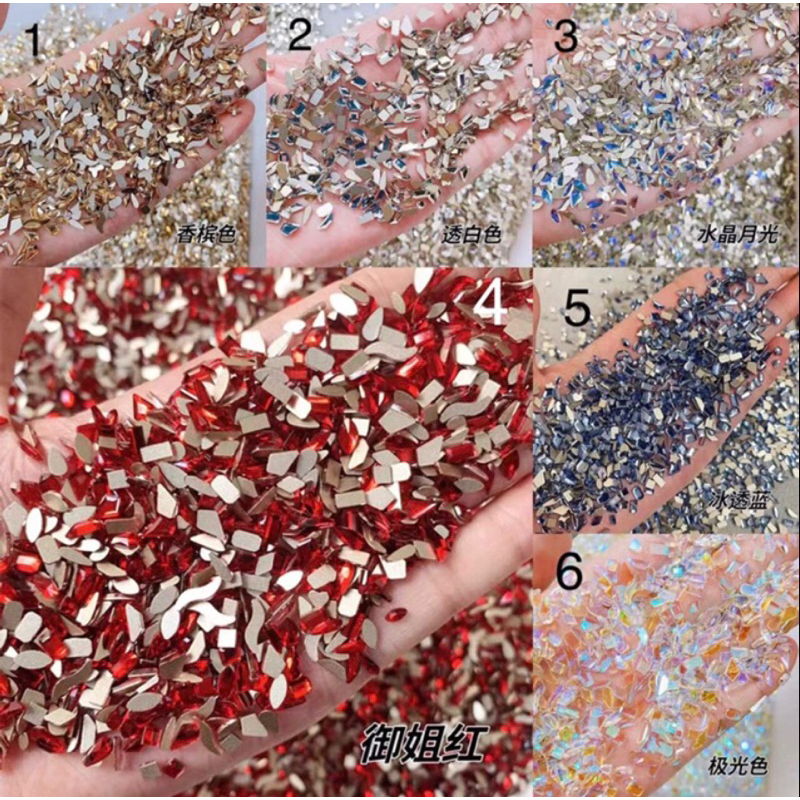 Jual Nailcuratedd 150 pcs Rhinestone Nail Crystal Red Blue Aurora ...