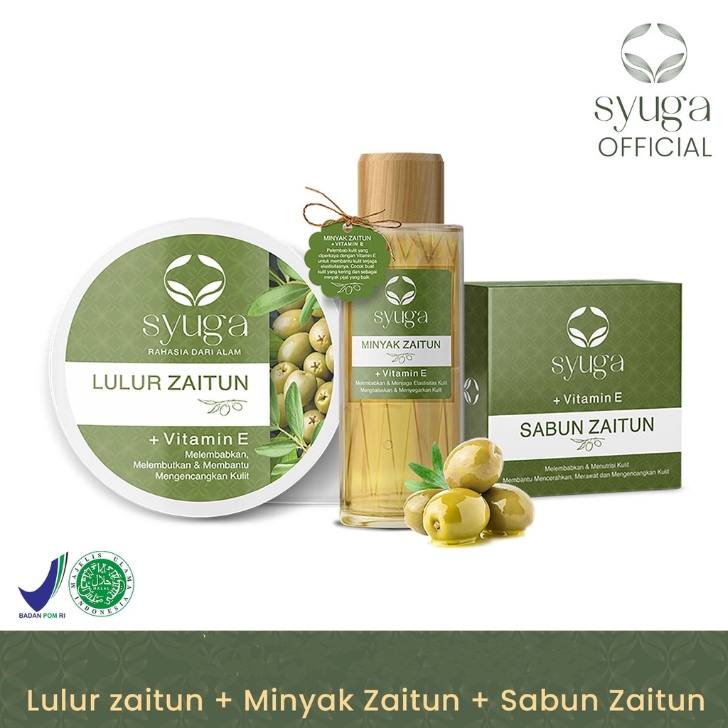 Jual Syuga paket pouch Minyak Zaitun 150ml + Lulur Zaitun 100ml + Sabun ...