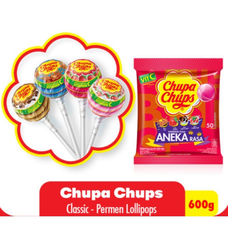 Jual Chupa Chups Lollipops classic aneka rasa buah isi 50pcs x12gr ...