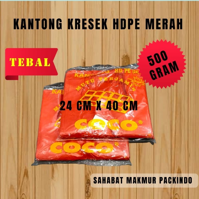 Jual Kantong Kresek HDPE Merah Tebal COCO UKURAN 24cm x 40cm | Shopee ...