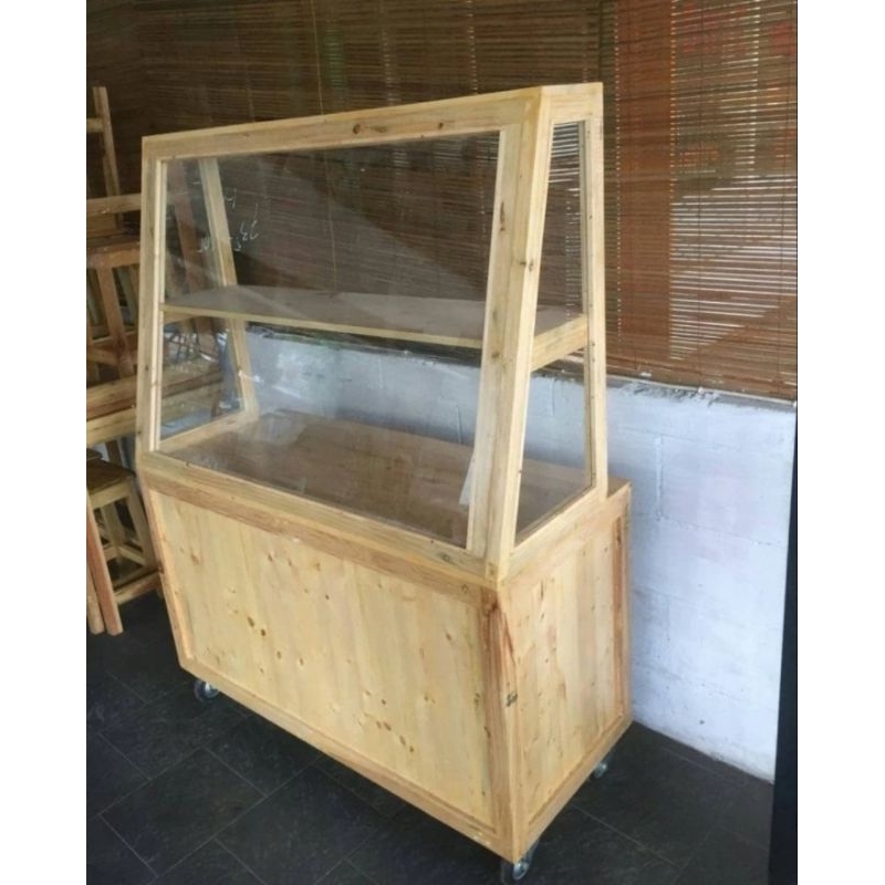 Jual Etalase kayu jati belanda dilengkapi rak kaca | Shopee Indonesia