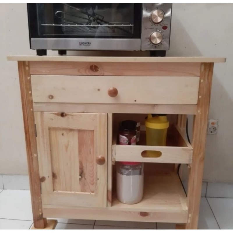 Jual Meja/rak dapur minimalis kayu jati belanda | Shopee Indonesia