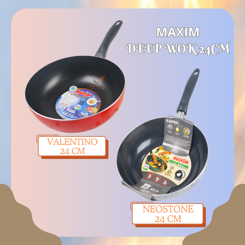 Jual Maxim Deep Wok Frypan Wajan cekung 24 28 cm Valentino Neostone ...