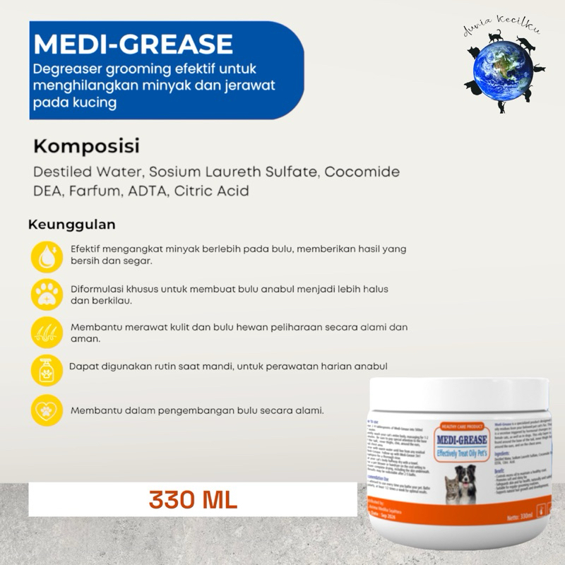 Jual Medi-Grease Degreaser Body & Tail Cat Dog Grooming - Penghilang Noda dan Minyak Pada Bulu ...