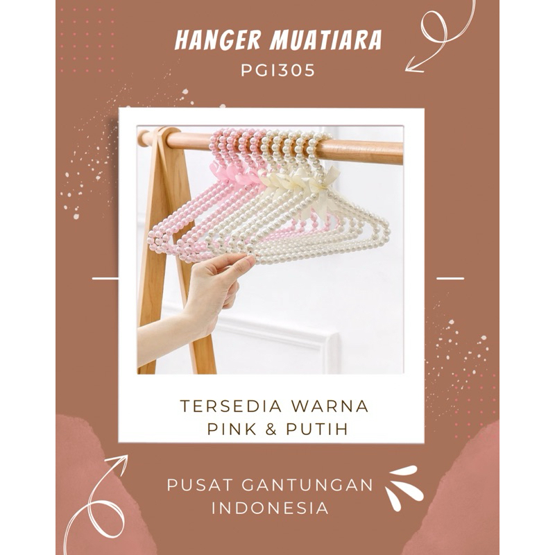 Jual PGI305 Hanger Mutiara Gantungan Baju Monte Mute Premium Putih Pink ...