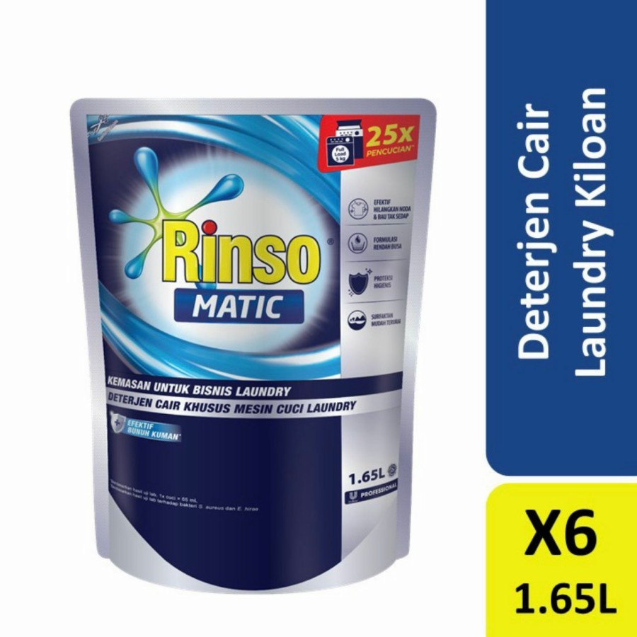 Jual RINSO MATIC SABUN CAIR PROFESIONAL 1,65 Liter PER KARTON ISI 6PCS ...