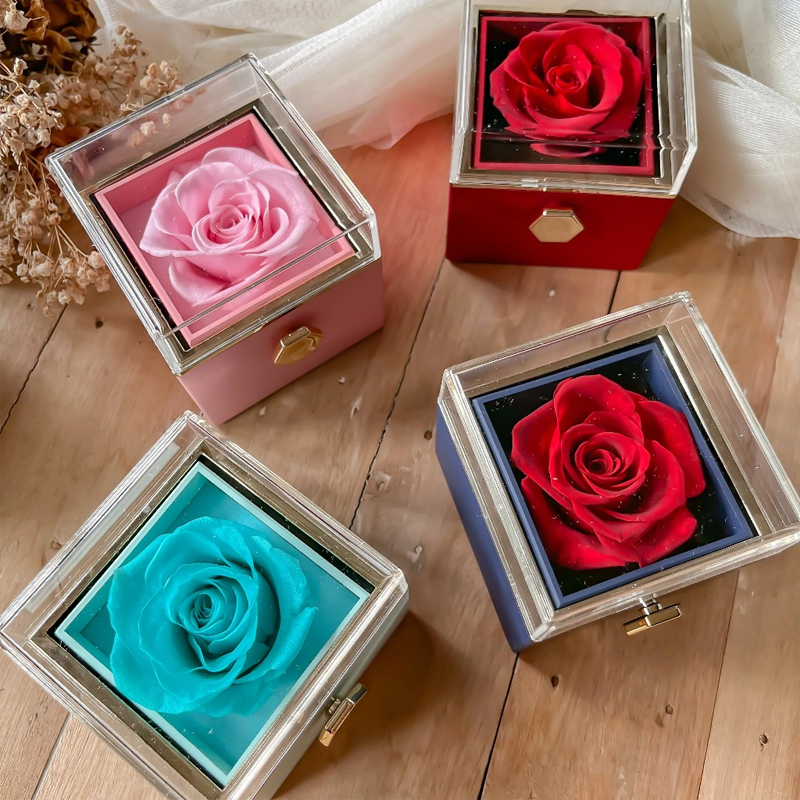Jual Rotating Jewelry Box Kotak Perhiasan Bunga Mawar Kotak Kalung ...