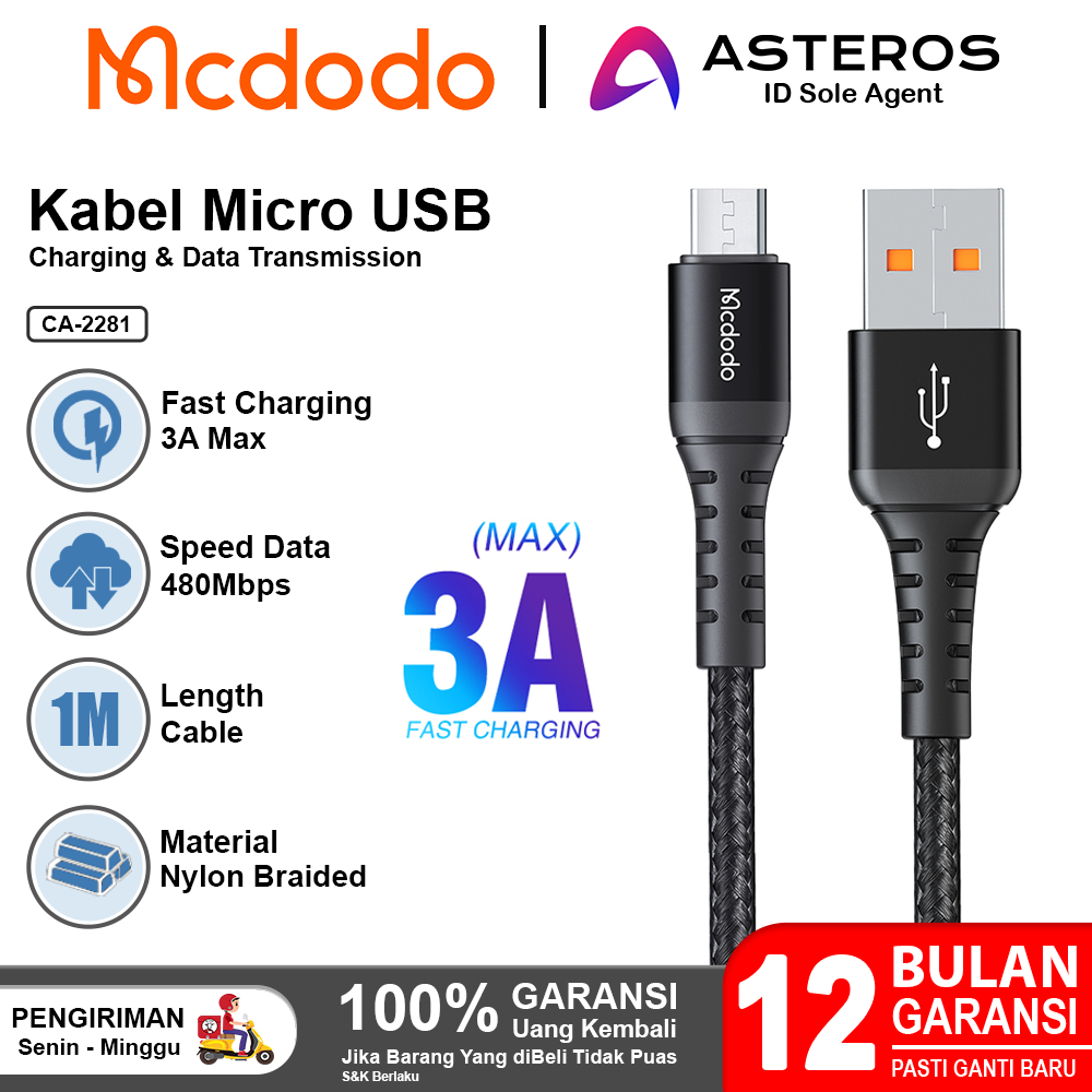 Jual MCDODO Kabel Data Micro USB Fast Charging 3A 1M 2M 3M | Shopee ...