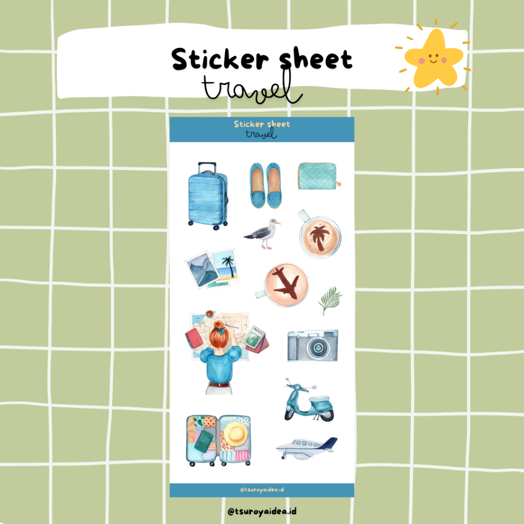 Jual SS006 - Travel Sticker Sheet, Sticker Journal Lucu Aesthetic ...