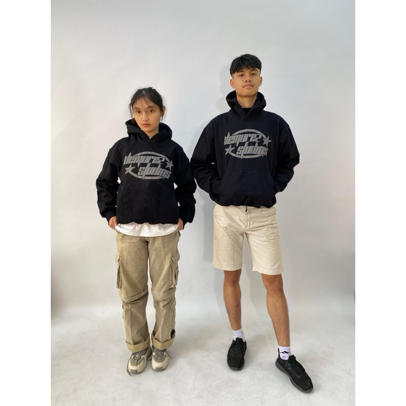 Jual [ LIMITED 100 PCS ] ALL ABOUT STARS - BLACK BOXY OVERSIZE HOODIE ...