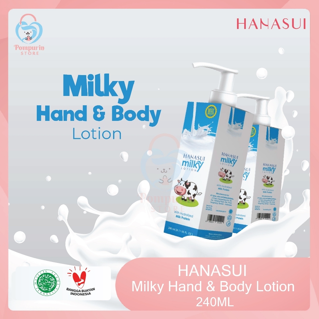 Jual HANASUI Milky Hand & Body Lotion 240ML Halal Original BPOM | Shopee Indonesia