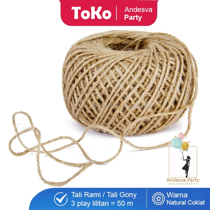 Jual Tali Rami 3 play coklat / Hemp Rope Tali rami Benang Goni Vintage ...