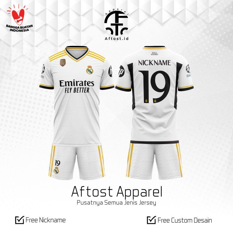 Jual JERSEY BAJU SEPAK BOLA REAL MADRID SETELAN FULL PRINTING FREE NAMA DAN NOMOR PUNGGUNG ...
