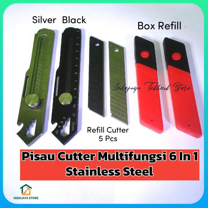 Jual Pisau Cutter Multifungsi 6 In 1 Bahan Steinless Steel | Shopee ...