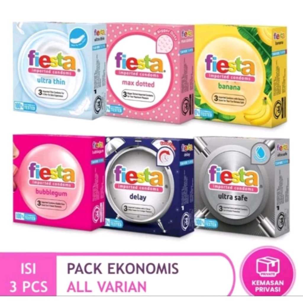 Jual KONDOM FIESTA ALL VARIAN PACK EKONOMIS ISI 3PCS BPOM | Shopee ...