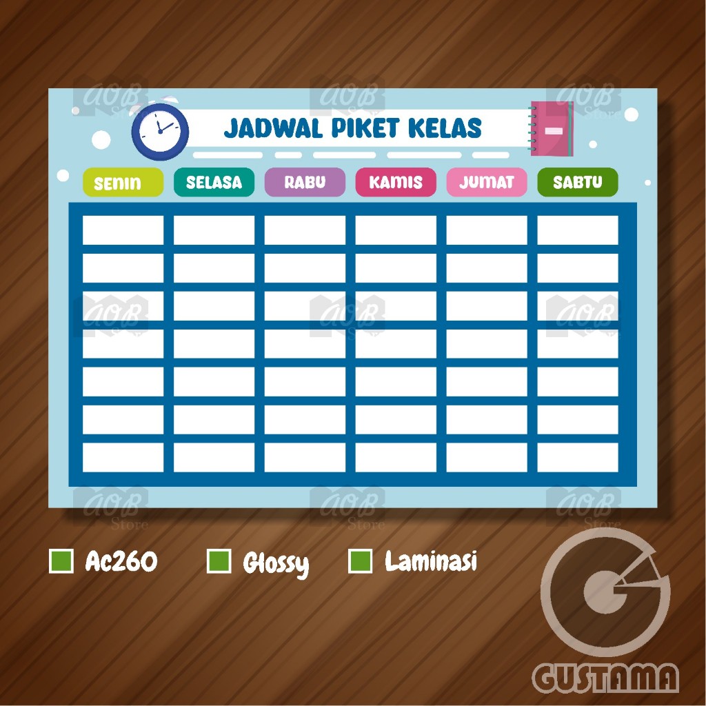 Jual Poster Jadwal Piket Simple, Poster Edukasi Anak Laminasi A3 ...