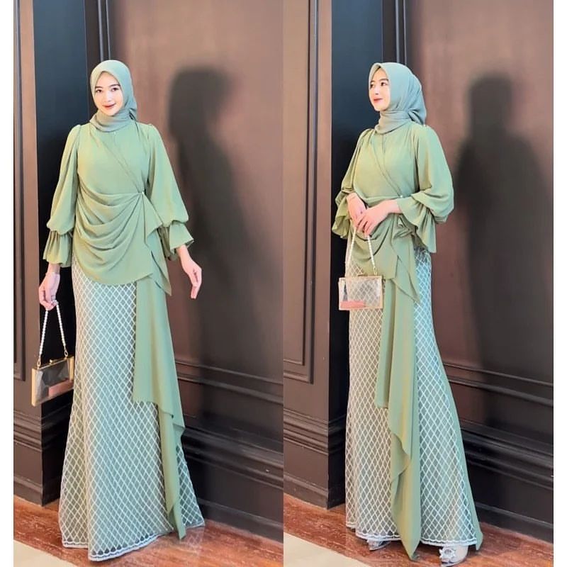 Jual DRESS KONDANGAN BAHAN CERUTY MIX BROKAT LEA DRESS PESTA MEWAH MATT ...