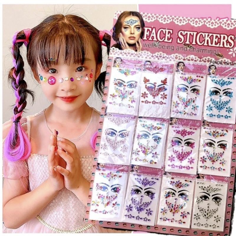 Jual Grosir (1Pak) 20pcs Stiker Mata Manik Wajah Make Up Sticker ...