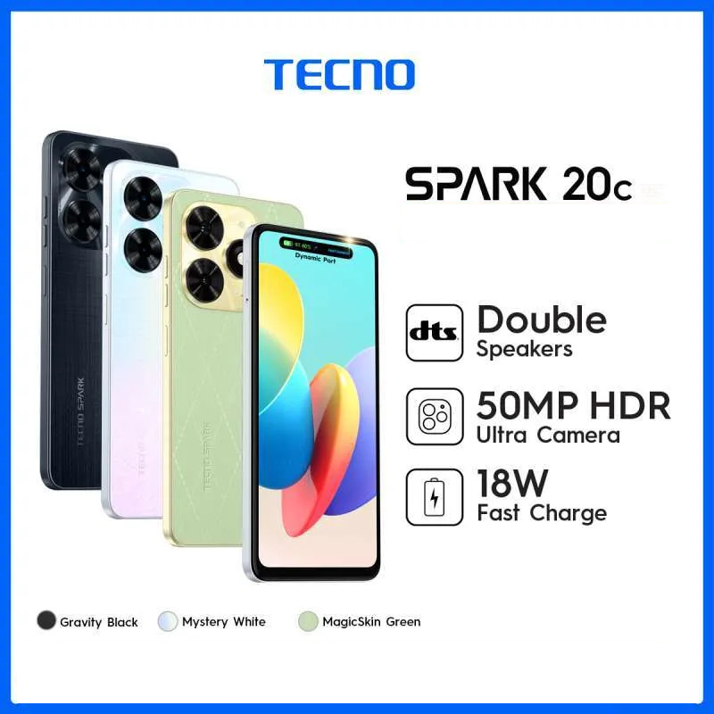 Jual TECNO SPARK 20C [ No NFC ] 4GB/128GB, 18W Fast Charging, Stereo ...