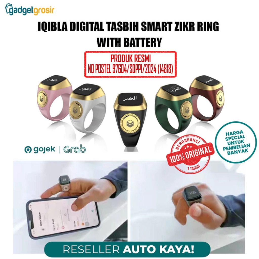 Jual Iqibla Digital LED Lite Tasbih Smart Zikr Ring Zikir With Battery Rechargeable Vibration ...