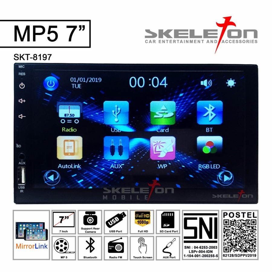 Jual Head Unit Doubel Din Universal Mp5 Mirrolink 7 Inch SKT-8197 | Shopee Indonesia