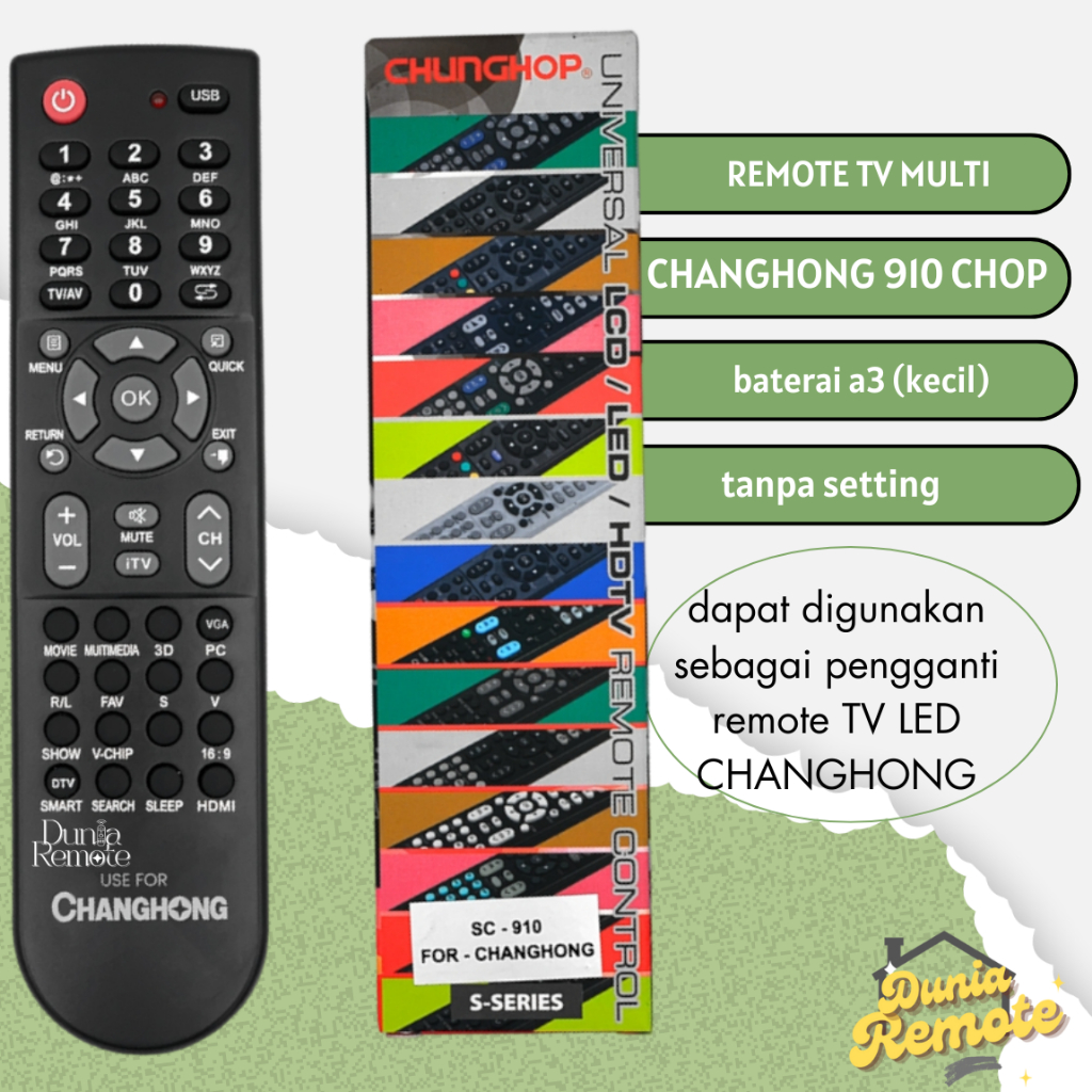 Jual Remot Remote CHANGHONG LCD LED CHUNGHOP 910 MULTI UNIVERSAL ...