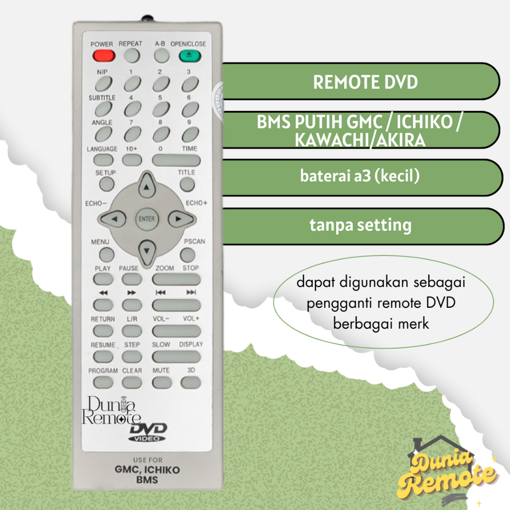 Jual Remote Remote DVD BMS PUTIH / DVD GMC / Ichiko / BMS | Shopee ...