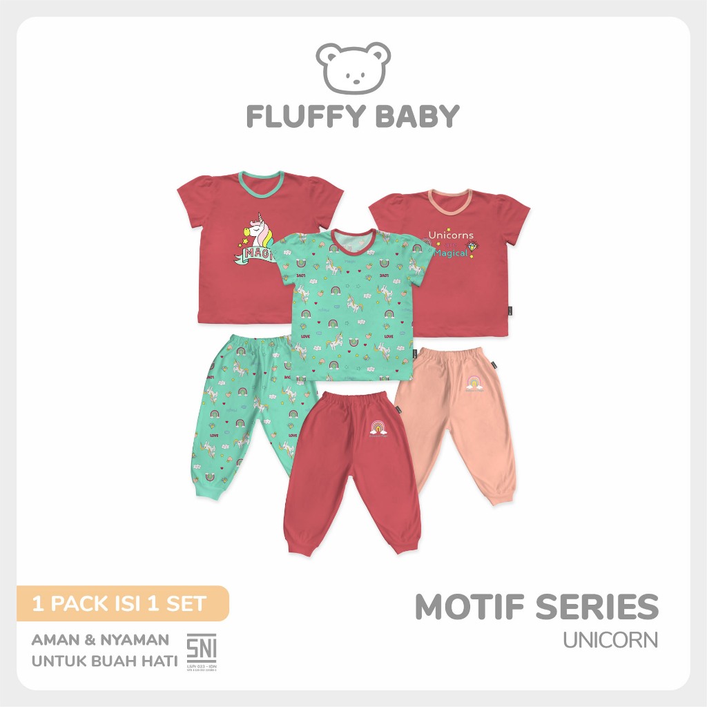 Jual FLUFFY Setelan Oblong Pendek Celana Panjang Unicorn Daily (Isi ...