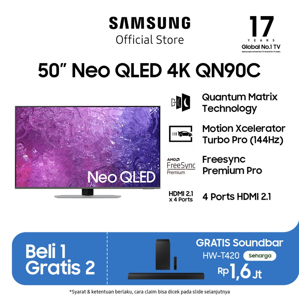 Jual Samsung Smart TV 50 inch Neo QLED 4K QN90C dengan Quantum Matrix ...