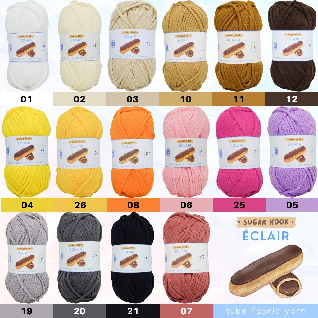 Jual ECLAIR Fabric Yarn with Cotton Stuffing | Benang Rajut Korea T ...