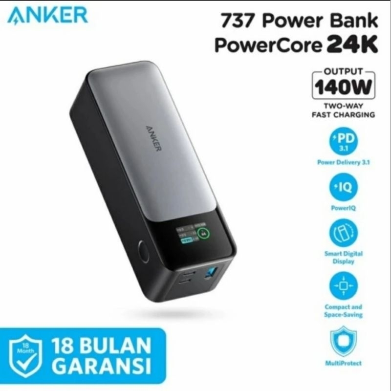 Jual Anker 737 GanPrime Powerbank 24000mAh 140W 45W PPS PD 3 Port USB ...