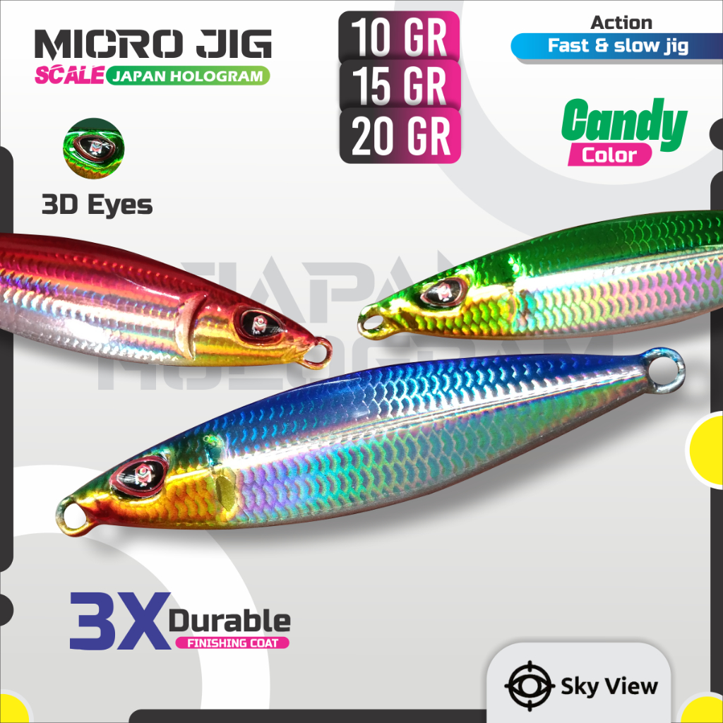 Jual Micro Jig 10 Gram Slow Jig SKYVIU KOKA Hologram Sisik Umpan Mikro Jig jigging 15 Gram Metal ...