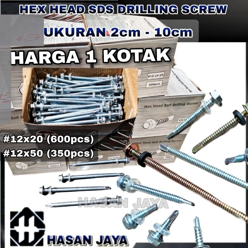 Jual (Harga 1 Kotak)1KG Skrup Baut rufing Drilling 12 x 20 (2cm)/ Baut ...