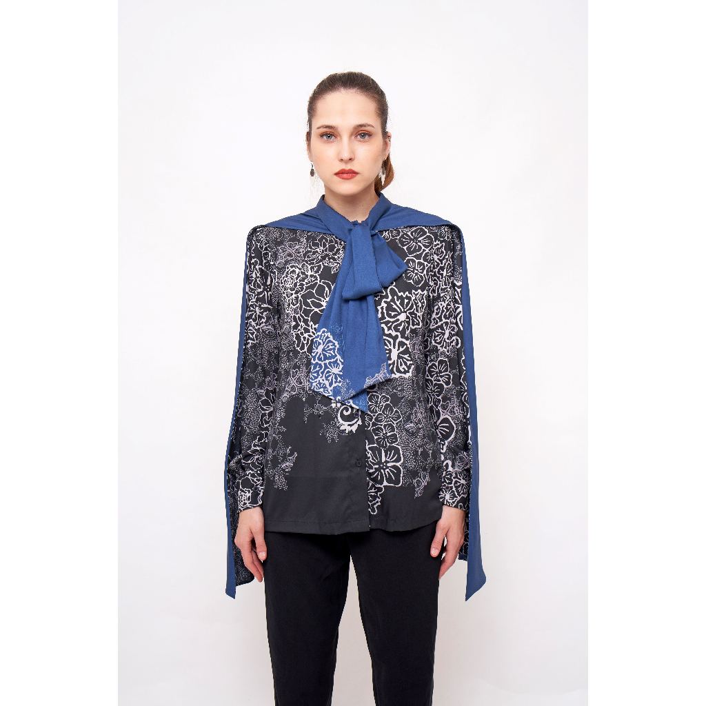Jual ALLEIRA BATIK ROSA BLOUSE SILK BLUE 04483/MH | Shopee Indonesia