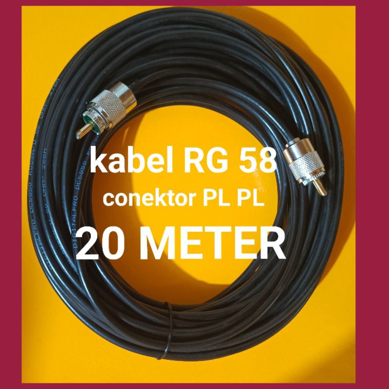 Jual Kabel Antena RG 58 ukuran 20 METER sudah terpasang conektor PL PL tinggal di colok antena ...