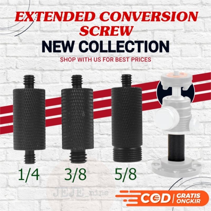 Jual Extention Screw male 1/4 to male 1/4 3/8 5/8 | Shopee Indonesia