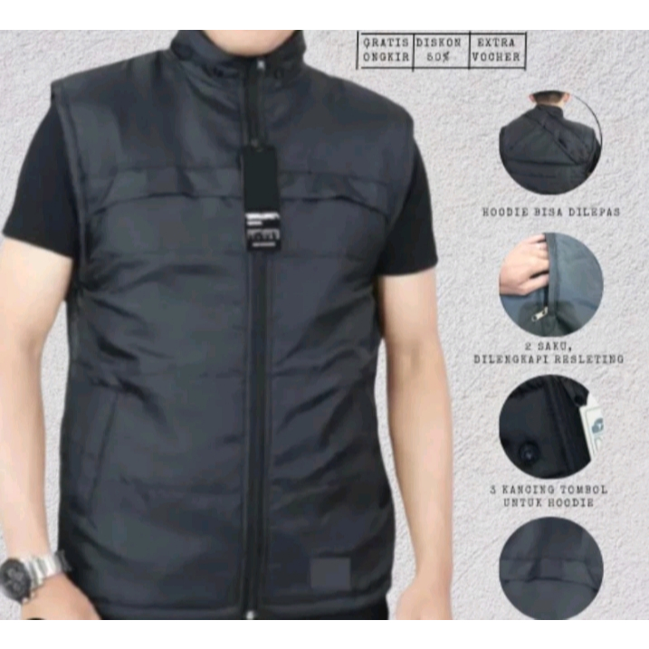 Jual Rompi Pria Dewasa Polos Pelindung Dada Vest Cowok Jaket Mantel ...