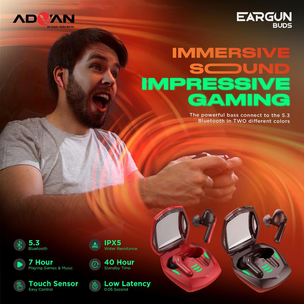 Jual ADVAN TWS Eargun Buds True Wireless Earphone Gaming IPX5 No Dual ...