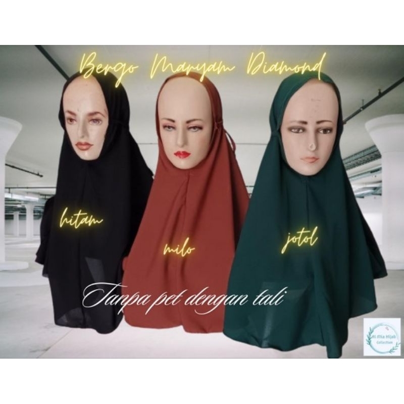 Jual [Al Mia Hijab] Bergo Maryam Diamond - tanpa pet dengan tali ...