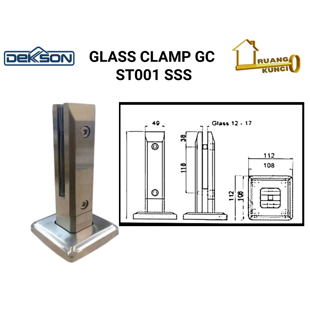 Jual Clamp Kaki Spigot Penjepit Kaca Railing Tangga Dekkson ST001 SSS | Shopee Indonesia