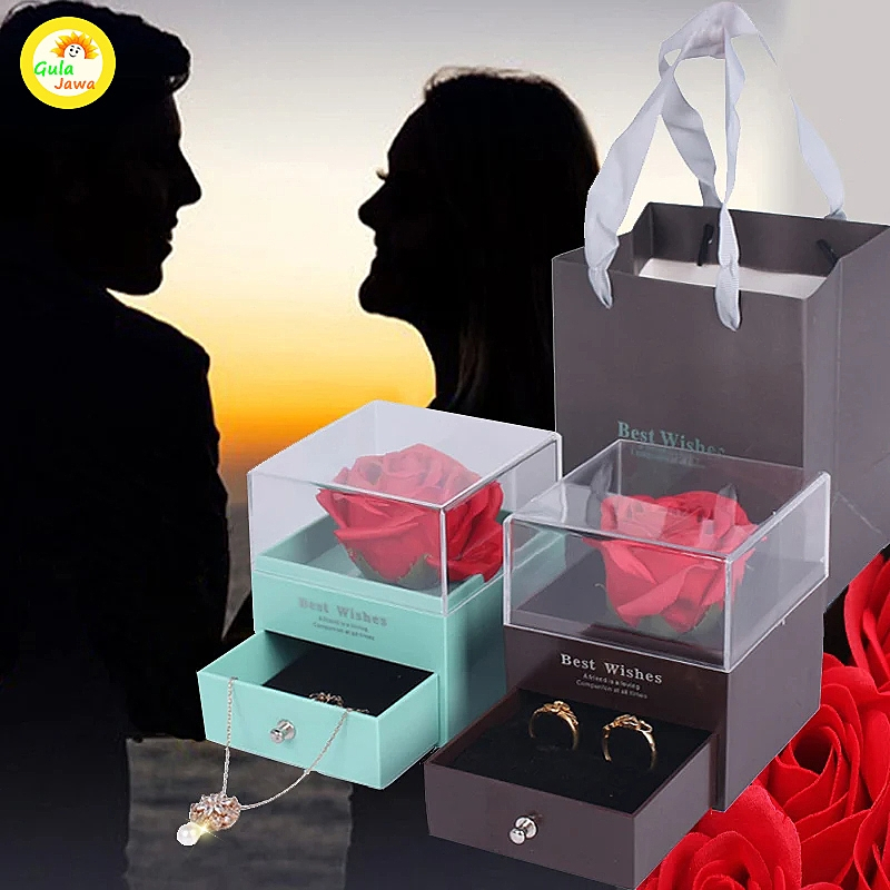Jual Best Wishes Rose Valentine Promise Ring Box Liontin Kotak Warna ...